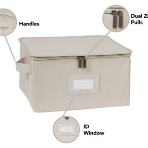 Covermates Keepsakes - Zip-Top Storage Box - Heavy Duty Polyester- Reinforced Handles - Stackable Design - Indoor Storage-Beige Heather