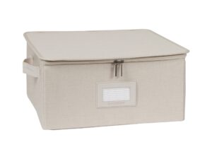 covermates keepsakes - zip-top storage box - heavy duty polyester- reinforced handles - stackable design - indoor storage-beige heather