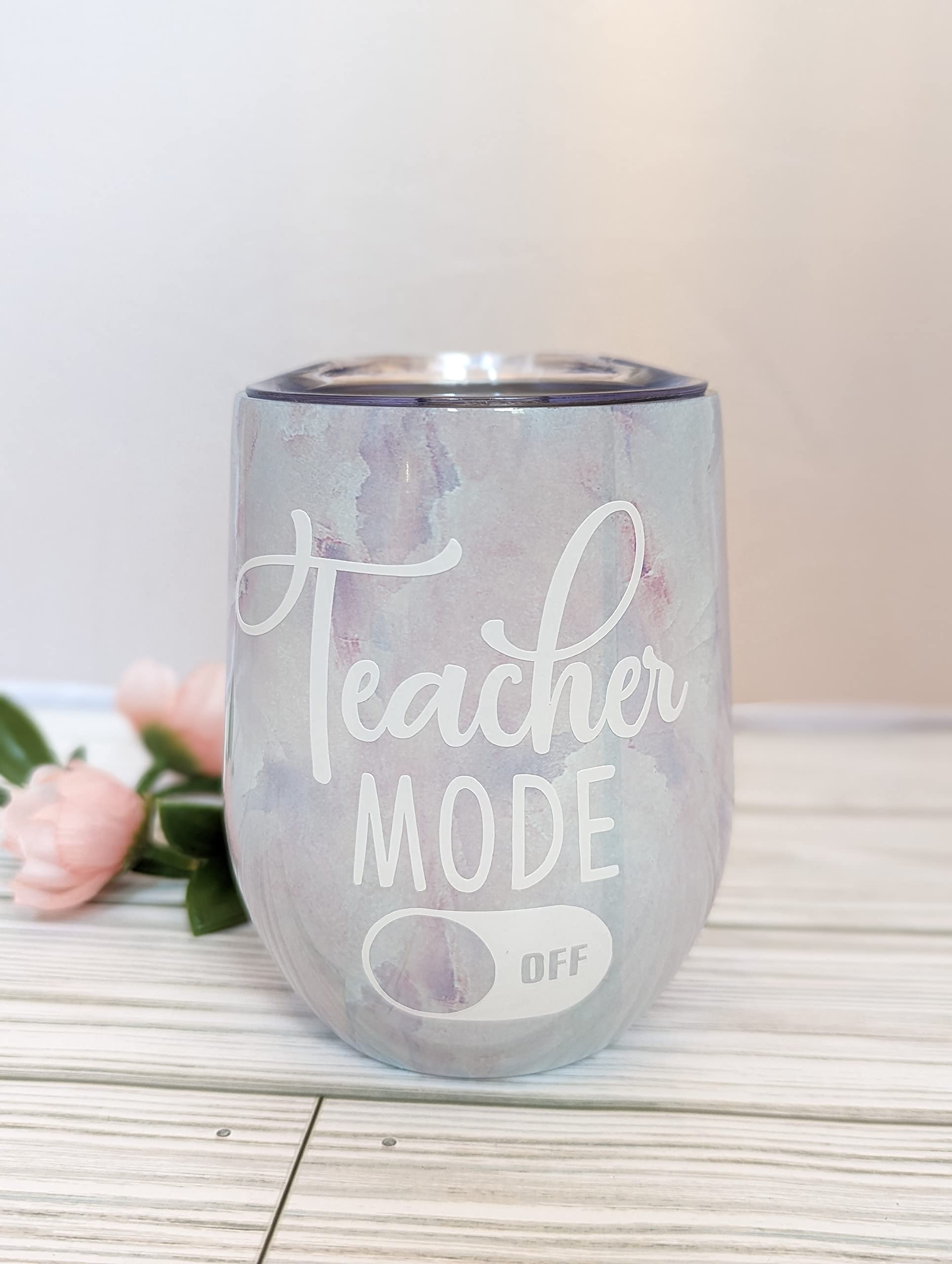 Teacher Mode Off - Stainless Steel Stemless Wine Tumbler (Rose Gold)