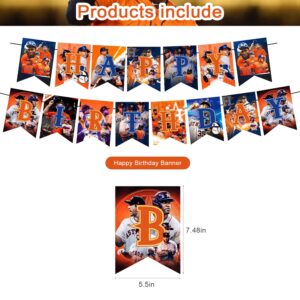 Astros Baseball Party Decorations,Birthday Party Supplies For Baseball Team Party Supplies Includes Banner - Cake Topper - 12 Cupcake Toppers - 18 Balloons