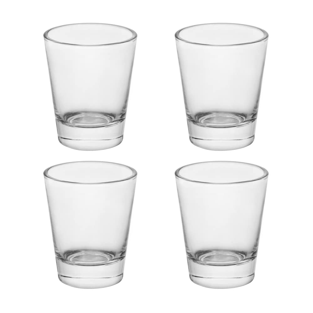 BTGLLAS Heavy Base Shot Glasses, 1.5 oz Sets of Clear Shot Glass (4 Pack), Measuring Cup for Espresso, Liquid, and Wine - Heavy Glass (Glass, 4Pack)