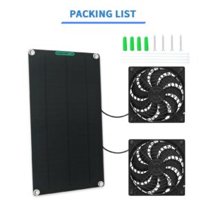 Solar Panel Fan Kit, Himino 10W Dual Fan with 6.5Ft/1.9 m Cable for Small Chicken Coops, Greenhouses, Doghouses,Sheds,Pet Houses, Window Exhaust