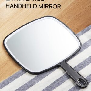 OMIRO Hand Mirror, Large Black Handheld Mirror with Handle, 10.3" L x 7.4" W