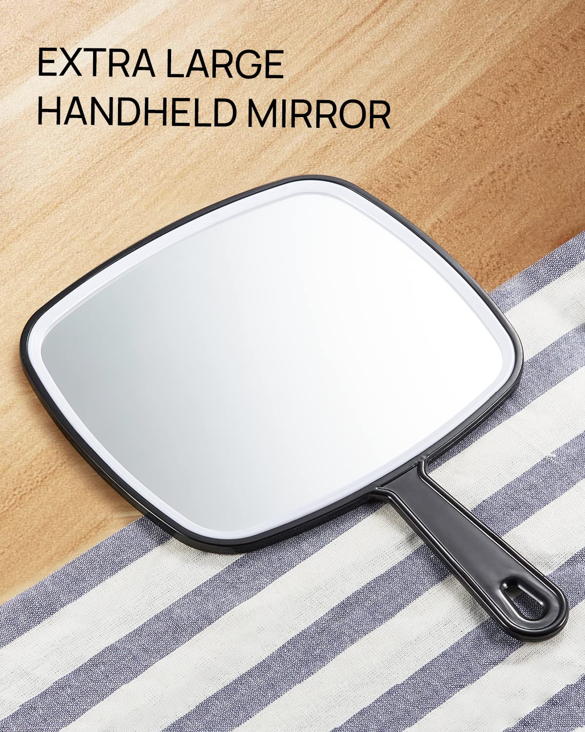 OMIRO Hand Mirror, Large Black Handheld Mirror with Handle, 10.3" L x 7.4" W