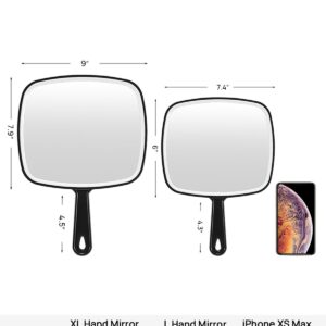 OMIRO Hand Mirror, Large Black Handheld Mirror with Handle, 10.3" L x 7.4" W