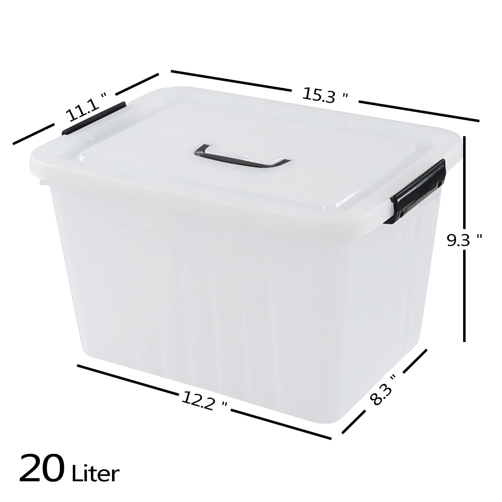 Ggbin 6 Pack Latching Storage Box, 20l Container Bin with Handle, Clear Plastic Storage Tote