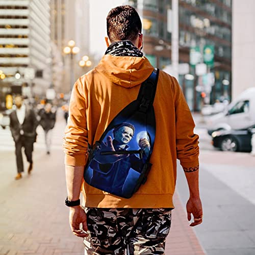 ZHANGXM Crossbody Sling Halloween Michael Myers Backpack Sling Bag Travel Hiking All Printed Chest Bag Daypack