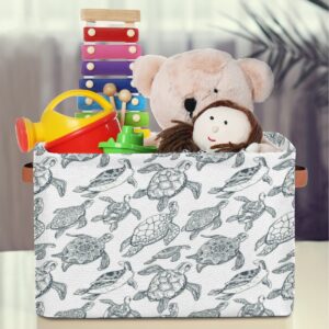 KOBLEN Animal Sea Turtle Print Storage Basket Collapsible Storage Cube Box Fabric Toys Storage Bins Large Organizer with Handles for Shelf Closet Bedroom Home Office