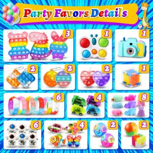 206 PCS Party Favors for Kids 3-5 8-12, Pop Fidget Toys Pack Birthday Gifts Bulk Toys Goodie Bag Stuffers, Treasure Box Toys for Classroom Prizes for Kids Pinata Stuffers