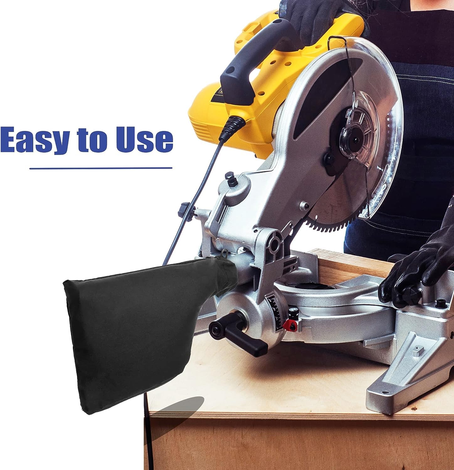 2pcs Dust Bag for Miter Saw, Model 255 Black Dust Collection Bags, Adjustable Outlet with Zipper for Miter Saw, Tank Belt Sander, Table Saw, Edge Planer, Diagonal Saw, 2 Pack