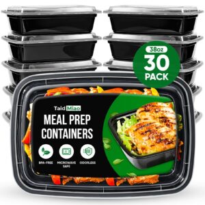 taidmiao meal prep containers reusable - 38oz 30 pack meal prep containers with lids microwavable, freezer safe food prep containers, disposable to go containers