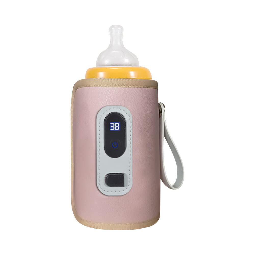 Baby Bottle Warmer Portable Travel Baby Bottle Warmer for Car, 5-Speeds Temperature Adjustment Drink Warm Milk Bottle Insulation Cover with USB Cable