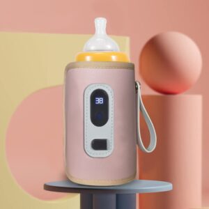 Baby Bottle Warmer Portable Travel Baby Bottle Warmer for Car, 5-Speeds Temperature Adjustment Drink Warm Milk Bottle Insulation Cover with USB Cable