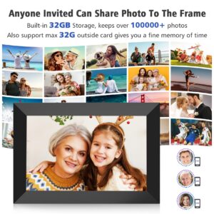 MaxAngel Digital Picture Frame 10.1 Inch WiFi Electronic Photo Frame 32GB Storage SD Card Slot Desktop IPS Touch Screen HD Display Auto-Rotate Slideshow Share Videos Photos Remotely Via Uhale App