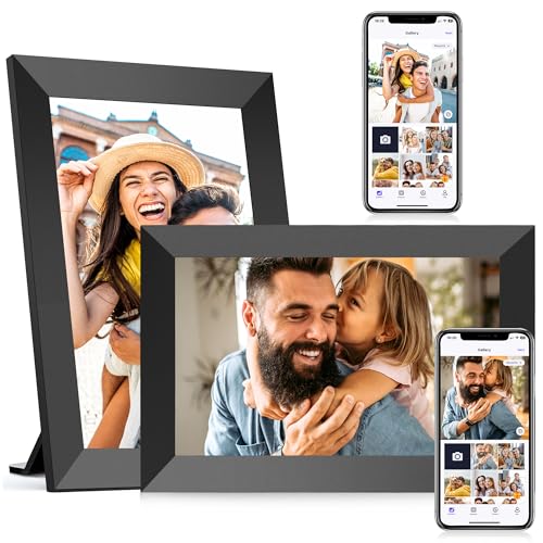 MaxAngel 2 Pack Digital Picture Frame 10.1 Inch WiFi Electronic Photo Frame 32GB Storage SD Card Slot IPS Touch Screen HD Display Auto-Rotate Slideshow Share Videos Photos Remotely Via Uhale App