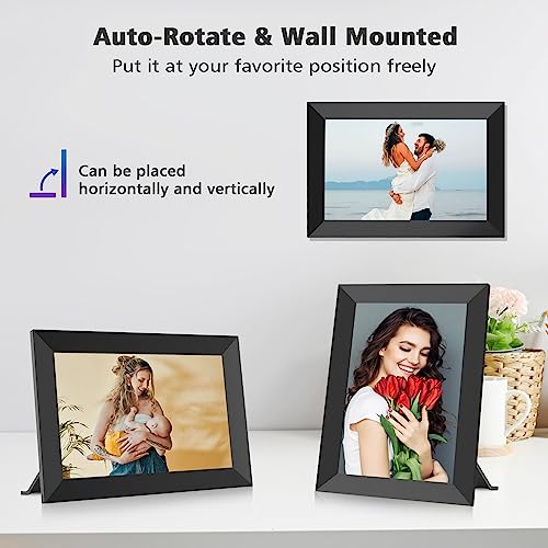 MaxAngel 2 Pack Digital Picture Frame 10.1 Inch WiFi Electronic Photo Frame 32GB Storage SD Card Slot IPS Touch Screen HD Display Auto-Rotate Slideshow Share Videos Photos Remotely Via Uhale App