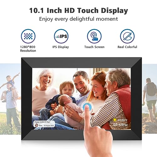 MaxAngel 2 Pack Digital Picture Frame 10.1 Inch WiFi Electronic Photo Frame 32GB Storage SD Card Slot IPS Touch Screen HD Display Auto-Rotate Slideshow Share Videos Photos Remotely Via Uhale App