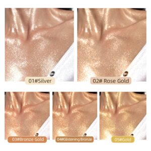 40ml Body Shimmer Oil,Face and Body Liquid Luminizer,Smooth Body Shimmer Oil For Sunshine Bath, Waterproof Moisturizing Light Shimmer Glow Illuminator,Liquid Highlighter Makeup,Makeup Brush Include (4#-Glistening Bronze)