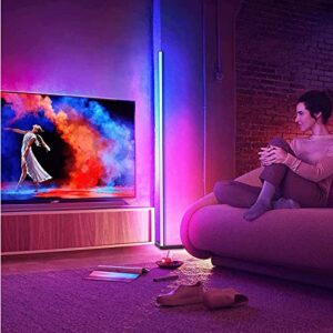 LED Corner Floor Lamp, 150CM RGB Smart Floor Lamps Colour Changing Standing Lamp Floor Light with App/Remote Control Music DIY Mode Dimmable Mood Lighting for Living Room Bedroom Gaming Room