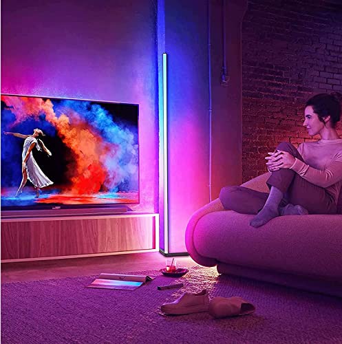 LED Corner Floor Lamp, 150CM RGB Smart Floor Lamps Colour Changing Standing Lamp Floor Light with App/Remote Control Music DIY Mode Dimmable Mood Lighting for Living Room Bedroom Gaming Room