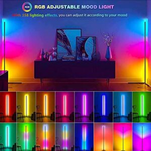 LED Corner Floor Lamp, 150CM RGB Smart Floor Lamps Colour Changing Standing Lamp Floor Light with App/Remote Control Music DIY Mode Dimmable Mood Lighting for Living Room Bedroom Gaming Room