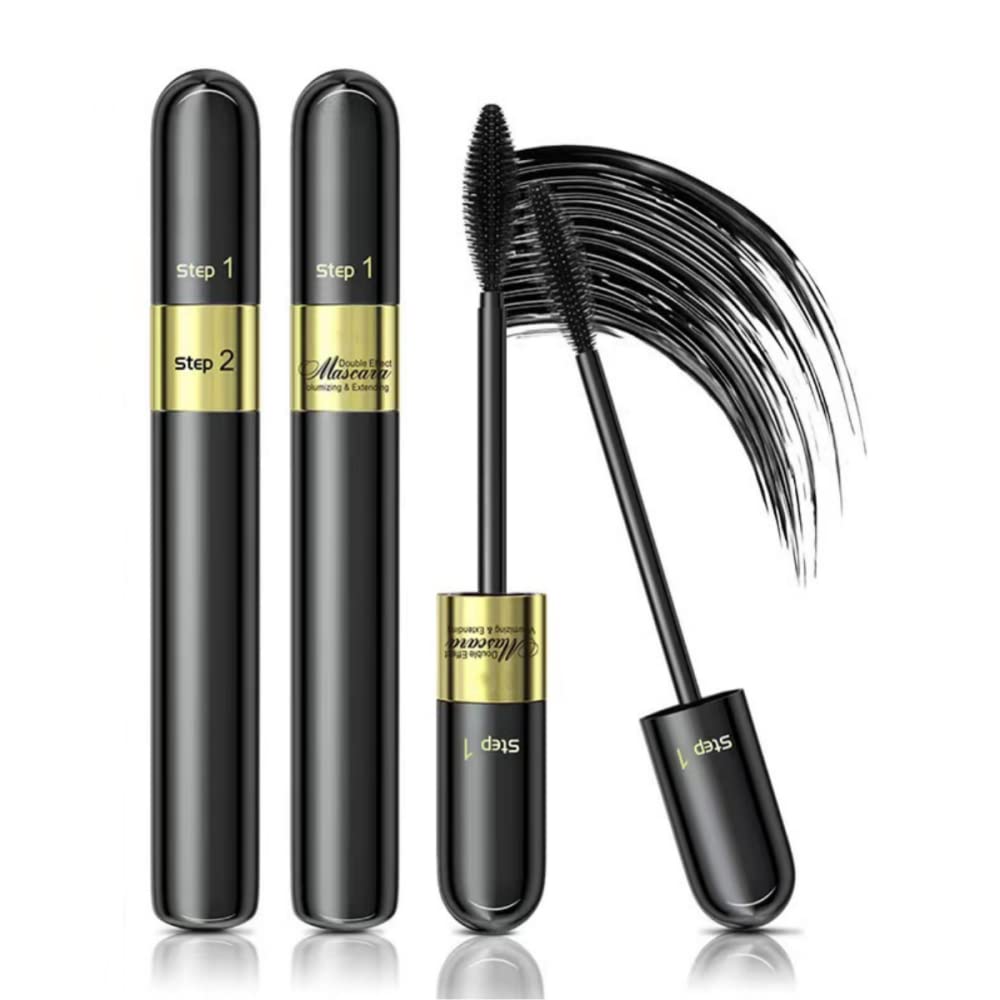 2 PCS Thrive Mascara,2 In 1 4D Lash Cosmetics Vibely Mascara 5x Longer Waterproof telescopic mascara,For Natural Lengthening And Thickening Effect Long-Lasting Dense Curled No Clumping