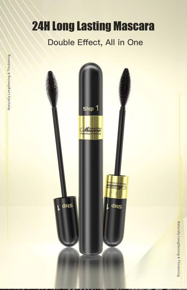 2 PCS Thrive Mascara,2 In 1 4D Lash Cosmetics Vibely Mascara 5x Longer Waterproof telescopic mascara,For Natural Lengthening And Thickening Effect Long-Lasting Dense Curled No Clumping