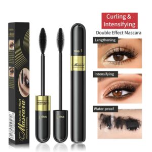 2 PCS Thrive Mascara,2 In 1 4D Lash Cosmetics Vibely Mascara 5x Longer Waterproof telescopic mascara,For Natural Lengthening And Thickening Effect Long-Lasting Dense Curled No Clumping