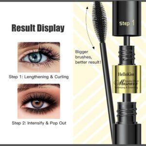 2 PCS Thrive Mascara,2 In 1 4D Lash Cosmetics Vibely Mascara 5x Longer Waterproof telescopic mascara,For Natural Lengthening And Thickening Effect Long-Lasting Dense Curled No Clumping