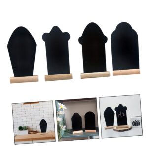 BESPORTBLE Home Décor 4pcs Wooden Tombstone Decoration Card Erasable Black Wedding Decor