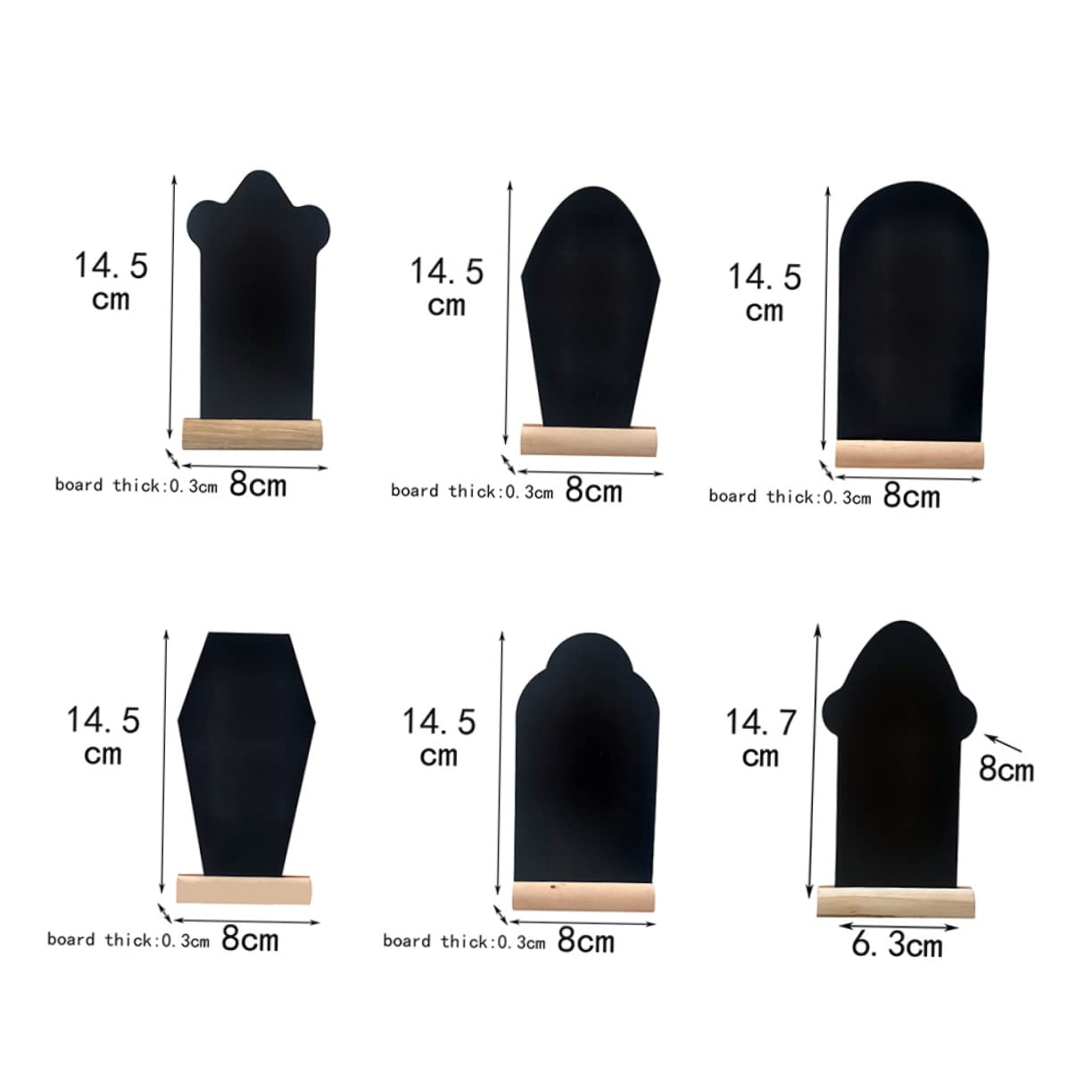 BESPORTBLE Home Décor 4pcs Wooden Tombstone Decoration Card Erasable Black Wedding Decor