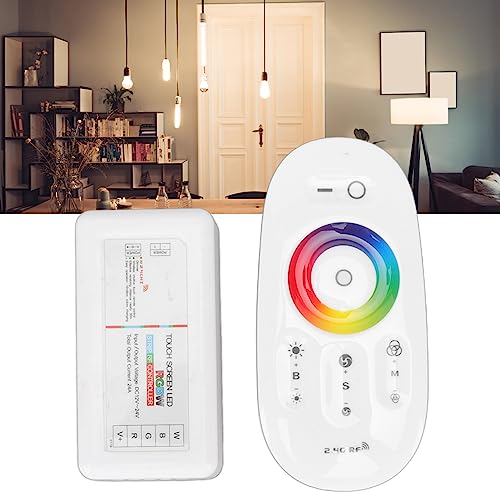 LED Remote Controller, LED Strip Light Dimmer DC12 to 24V 2.4GHz Wireless RF Touch RGBW 7 Color Dimming 64000 Color Temperature for Home