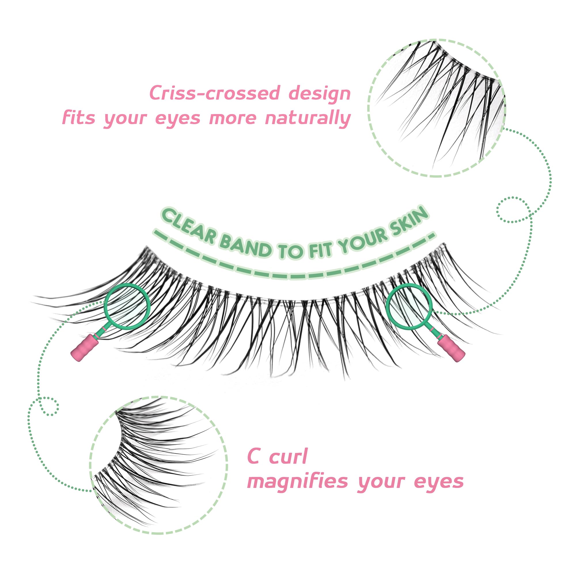 Lashes Natural False Eyelashes Soft Wispy Lashes Faux Mink 11mm False Lashes Chiref Fluffy Curly False Eyelashes Natural Look Lashes 3D 5 Pairs DY-3-Funny