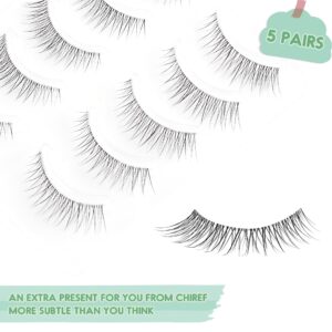 Lashes Natural False Eyelashes Soft Wispy Lashes Faux Mink 11mm False Lashes Chiref Fluffy Curly False Eyelashes Natural Look Lashes 3D 5 Pairs DY-3-Funny