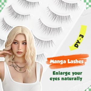 Lashes Natural False Eyelashes Soft Wispy Lashes Faux Mink 11mm False Lashes Chiref Fluffy Curly False Eyelashes Natural Look Lashes 3D 5 Pairs DY-3-Funny