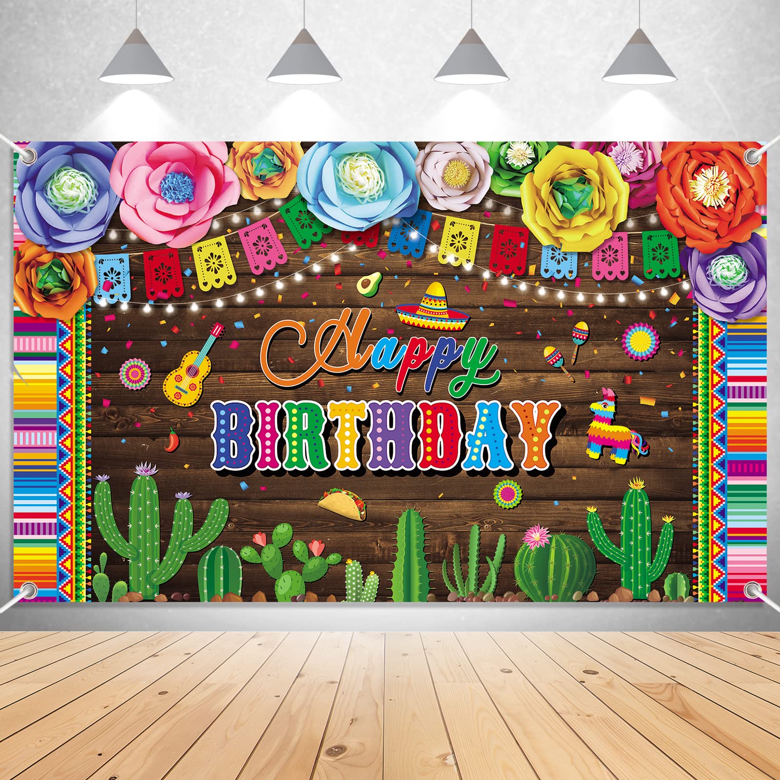 6 * 4ft Mexican Happy Birthday Backdrop - Mexican Themed Fiesta Birthday Party Decorations Mexican Party Supplies Mexican Banner Mexico Cinco De Mayo Carnival Photo Booth Background