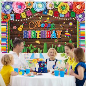 6 * 4ft Mexican Happy Birthday Backdrop - Mexican Themed Fiesta Birthday Party Decorations Mexican Party Supplies Mexican Banner Mexico Cinco De Mayo Carnival Photo Booth Background