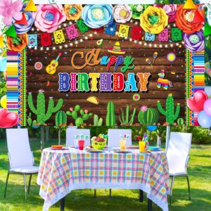 6 * 4ft Mexican Happy Birthday Backdrop - Mexican Themed Fiesta Birthday Party Decorations Mexican Party Supplies Mexican Banner Mexico Cinco De Mayo Carnival Photo Booth Background