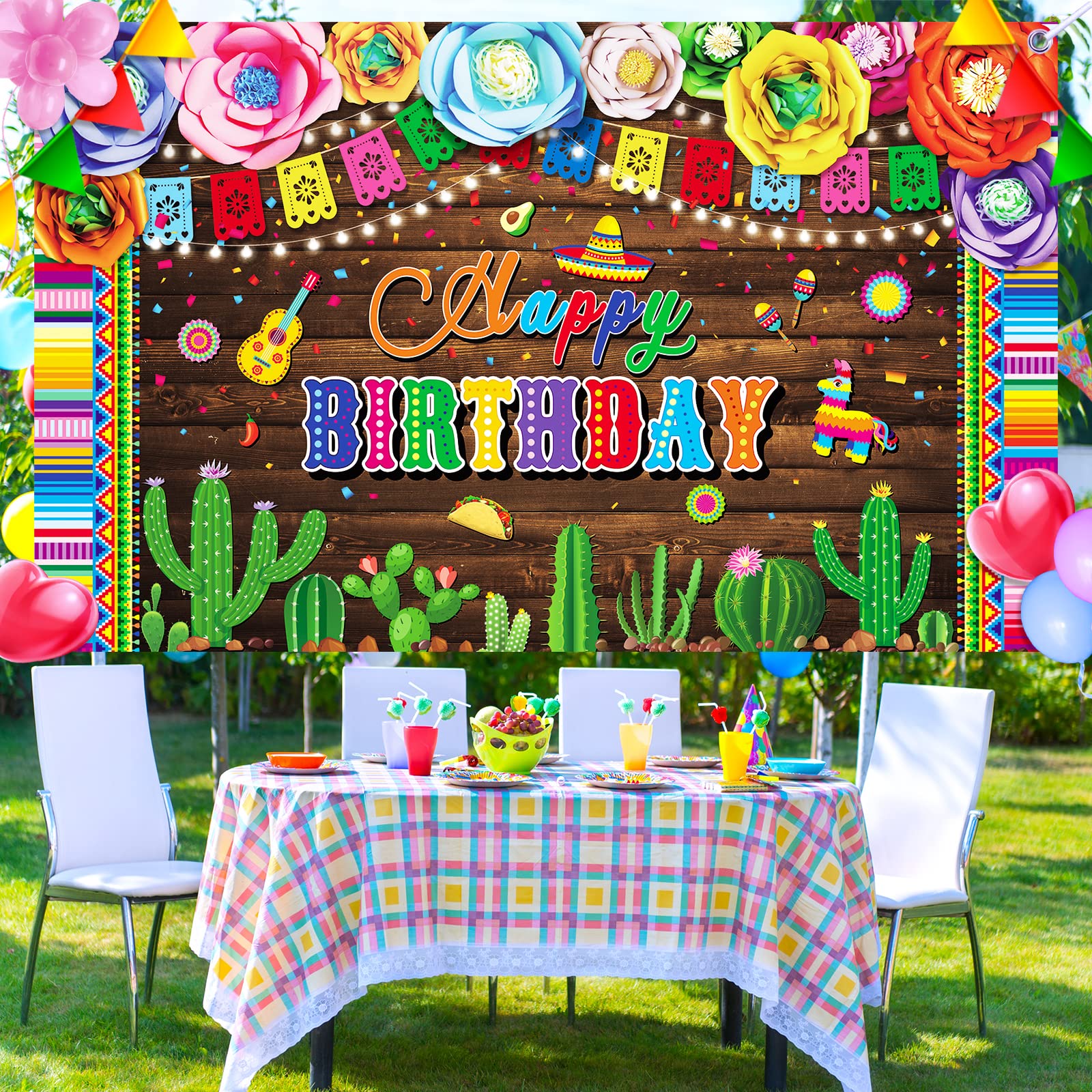 6 * 4ft Mexican Happy Birthday Backdrop - Mexican Themed Fiesta Birthday Party Decorations Mexican Party Supplies Mexican Banner Mexico Cinco De Mayo Carnival Photo Booth Background