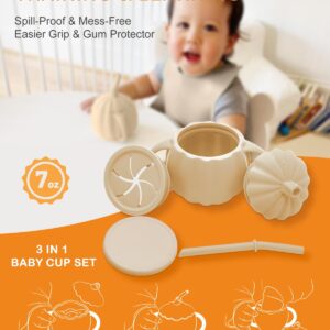 BRVTOT Baby Silicone Suction Plates and Bowls Set with Sippy Straw Snack Cup, Bib, Spoon Fork, 9 PCS Toddler Led Weaning Supplies, Feeding Dishes Set for Toddler Baby Gifts