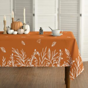 horaldaily fall tablecloth 60x84 inch rectangular, thanksgiving autumn harvest orange wild flowers table cover for party picnic dinner decor