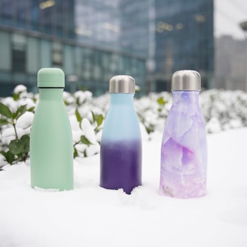 Konokyo Insulated Water Bottles,12oz Double Wall Stainless Steel Vacumm Metal Flask for Sports Travel,Marble-Dawn