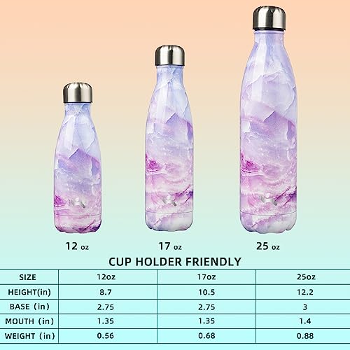 Konokyo Insulated Water Bottles,12oz Double Wall Stainless Steel Vacumm Metal Flask for Sports Travel,Marble-Dawn