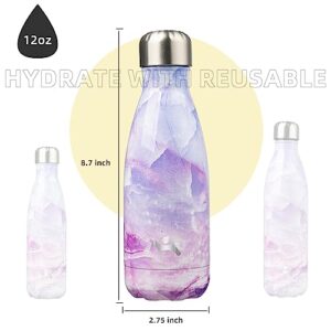 Konokyo Insulated Water Bottles,12oz Double Wall Stainless Steel Vacumm Metal Flask for Sports Travel,Marble-Dawn