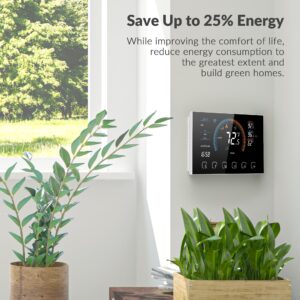 Smart Thermostat for Home, WiFi Programmable Digital Thermostat, Energy Saving, C-Wire Adapter Included, DIY Install, Black.