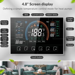 Smart Thermostat for Home, WiFi Programmable Digital Thermostat, Energy Saving, C-Wire Adapter Included, DIY Install, Black.