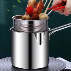 Stainless Steel Deep Frying Pot: Small Deep Fryer Japanese Tempura Fish Fry Pan with Basket Deep Fryer Pot Perfect For Frying Fish Shrimp