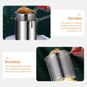 Stainless Steel Deep Frying Pot: Small Deep Fryer Japanese Tempura Fish Fry Pan with Basket Deep Fryer Pot Perfect For Frying Fish Shrimp