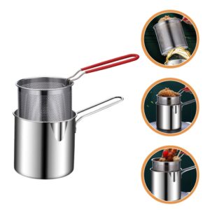 Stainless Steel Deep Frying Pot: Small Deep Fryer Japanese Tempura Fish Fry Pan with Basket Deep Fryer Pot Perfect For Frying Fish Shrimp