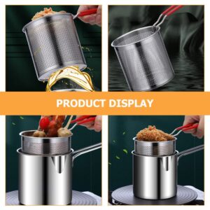 Stainless Steel Deep Frying Pot: Small Deep Fryer Japanese Tempura Fish Fry Pan with Basket Deep Fryer Pot Perfect For Frying Fish Shrimp